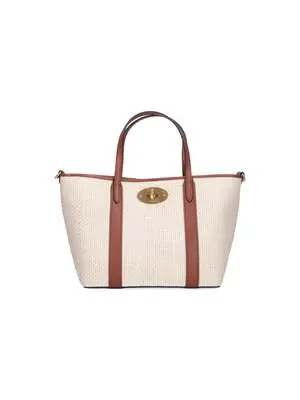 Mulberry Woven Tote Bag With Leather Trim - Cream