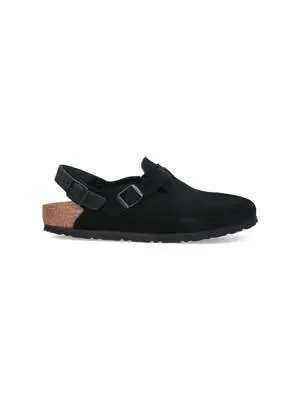 BIRKENSTOCK Suede Leather Sandals With Buckle Detail - Black