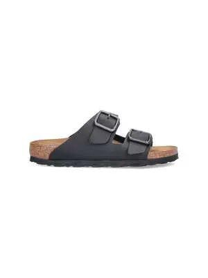BIRKENSTOCK Leather Slip-on Sandals With Buckle - Black