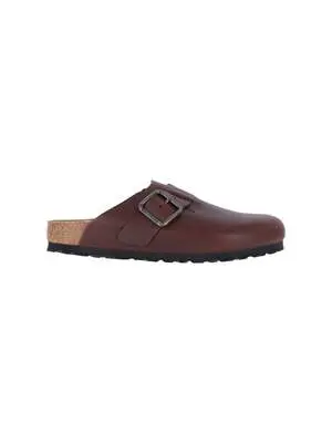 BIRKENSTOCK Leather Slip-on Sandals With Buckle - Brown