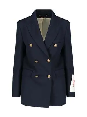 GOLDEN GOOSE Double Breasted Wool-blend Tailored Blazer - Blue