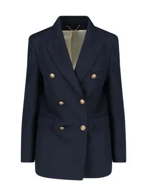 GOLDEN GOOSE Double Breasted Wool-blend Tailored Blazer - Blue