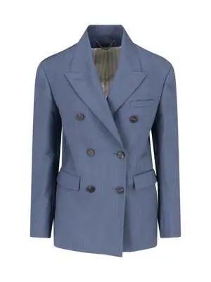 GOLDEN GOOSE Double Breasted Wool-blend Tailored Blazer - Grey