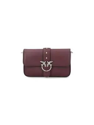 Pinko Bright 100% Leather Shoulder Bag - Red