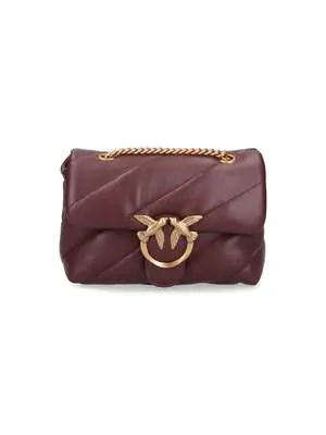 Pinko Quilted Leather Shoulder Bag With Chain Strap - Red