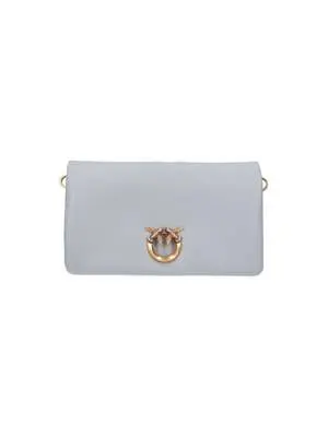 Pinko Quilted Leather Crossbody Bag With Chain Strap - Grey