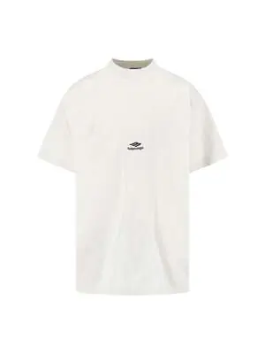 Balenciaga Logo Mock Neck T-shirt - White