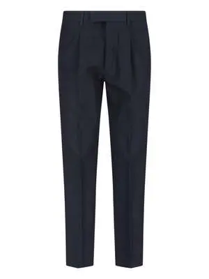 Zegna Cotton-linen Blend Tailored Trousers - Blue