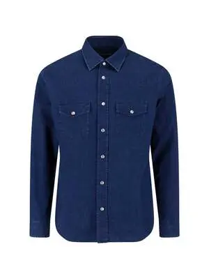 TOM FORD 100% Cotton Button-down Shirt - Blue