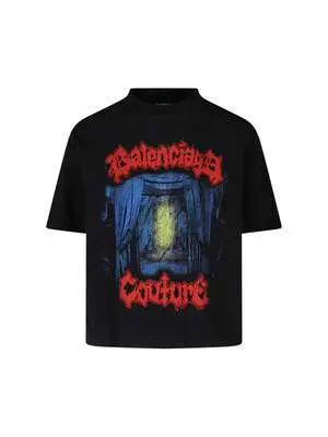 Balenciaga Graphic Print T-shirt - Black