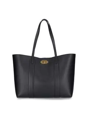 Mulberry Leather Tote Bag With Turn-lock Accent - Black