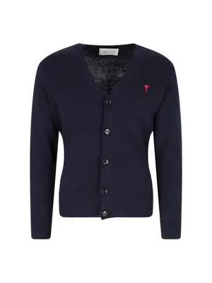 AMI Paris 100% Wool Sweater With Horn Buttons - Blue