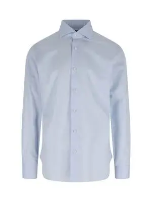 BARBA NAPOLI Solid Dress Shirt - Blue