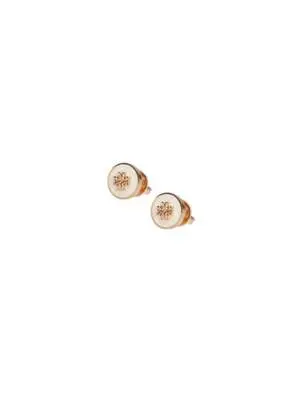 Tory Burch Enamel And Brass Statement Earrings - Golden