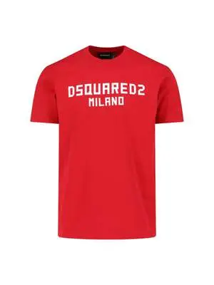 Dsquared2 100% Cotton T-shirt With Bold Bright Style - Red