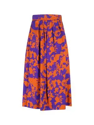 Dries Van Noten Printed Pleated Midi Skirt