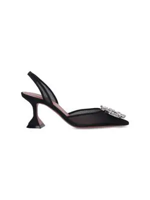 Amina Muaddi Mesh Heeled Sandals With Embellished Detail