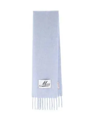 Marni Fringed Mohair Scarf - Light Blue