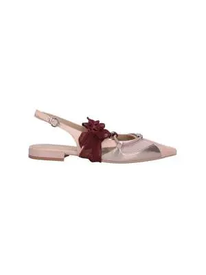 Pinko Light And Natural Leather Flat Shoes - Pink