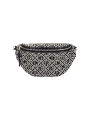 Tory Burch Leather-trim Mini Bag In Cotton-blend Canvas - Blue
