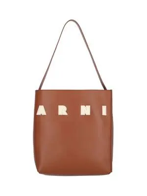 Marni Luxury Calf Leather Mini Bag With Brass Hardware - Brown