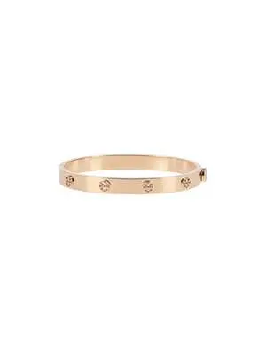 Tory Burch Logo Studded Cuff Bracelet In Stainless Steel - Gold