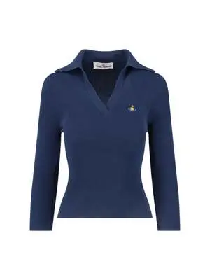 VIVIENNE WESTWOOD Cotton-cashmere Polo Shirt For - Blue