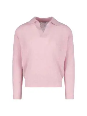 Auralee Alpaca & Nylon Collared Sweater - Pink