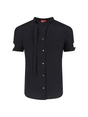 DIESEL® Short-sleeve Button-front Blouse With Neck Tie
