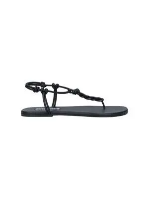 JIL SANDER Braided Rope Flat Sandals - Black