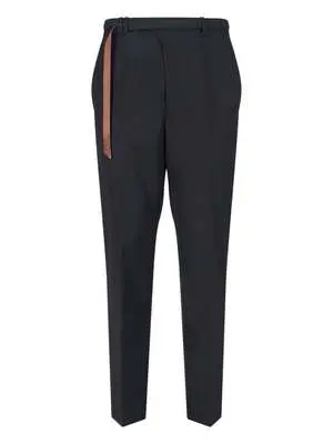 DIESEL® Tailored Wool-blend Stretch Trousers With Belt Detail - Black