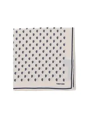 TOM FORD Tom Ford Printed Silk Pocket Square White