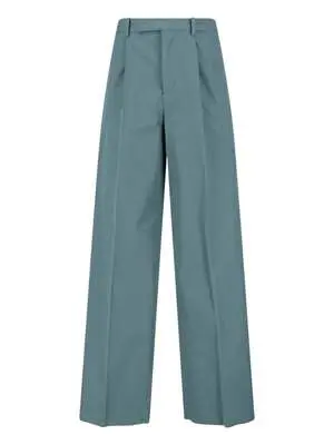 JIL SANDER 100% Cotton Trousers - Blue