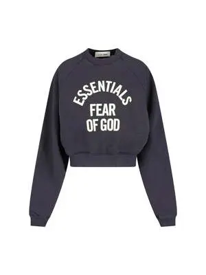 Fear Of God Cropped Graphic Sweatshirt - Black