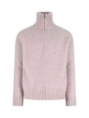 JIL SANDER Zip-up Mock Neck Knit Sweater