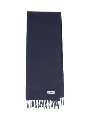 JIL SANDER Fringed Wool Scarf - Blue