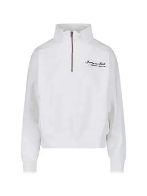 SPORTY & RICH Quarter Zip Sweater - White