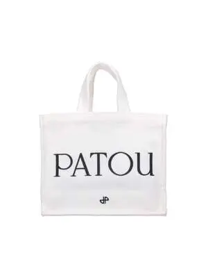 PATOU Cotton Tote Bag With Ornamental Detail - White