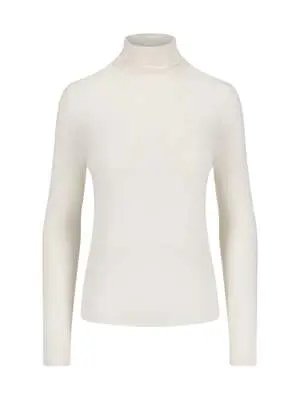 LISA YANG Sheer Ribbed Turtleneck Top