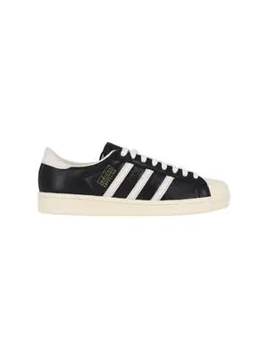 Adidas 100% Leather Low-top Lace-up Sneakers - Black