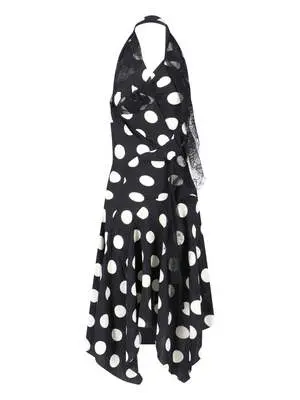 Junya Watanabe Polka Dot Halterneck Dress With Lace Trim - Black