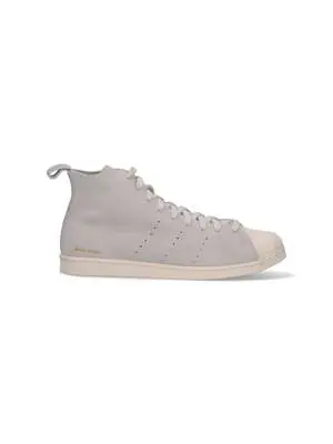 ADIDAS ORIGINALS BY WALES BONNER Leather Lace-up High-top Sneakers - Grey