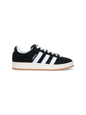 Adidas 100% Leather Lace-up Sneakers - Black