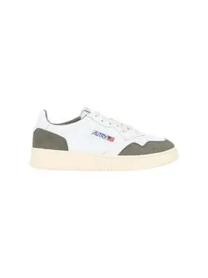 AUTRY Leather & Suede Lace-up Sneakers - White