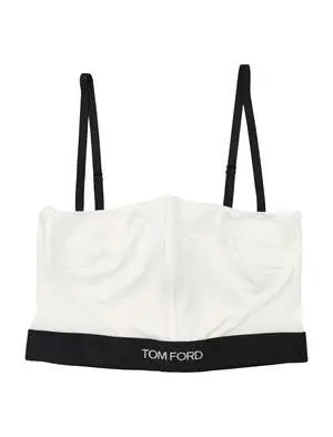 TOM FORD Mini Modal Top With Logo Jacquard Band - Bianco