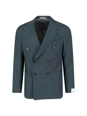 Caruso Tailored Wool Silk Jacket - Green