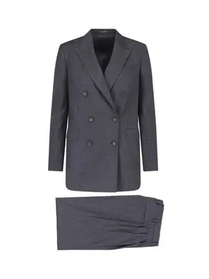 Tagliatore TAGLIATORE Jasmine 100% Linen Double-Breasted Blazer And Trousers Set Grey