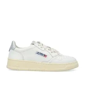 AUTRY Low-top Leather Sneakers With Perforated Panels - Bianco