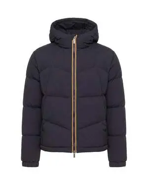 K-WAY Quilted Padded Hooded Down Jacket - Black Greyish