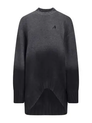 Attico Oversized Mock Neck Knit Sweater Dress With Asymmetric Hem